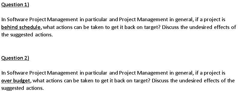 Solved Question 1) In Software Project Management in | Chegg.com