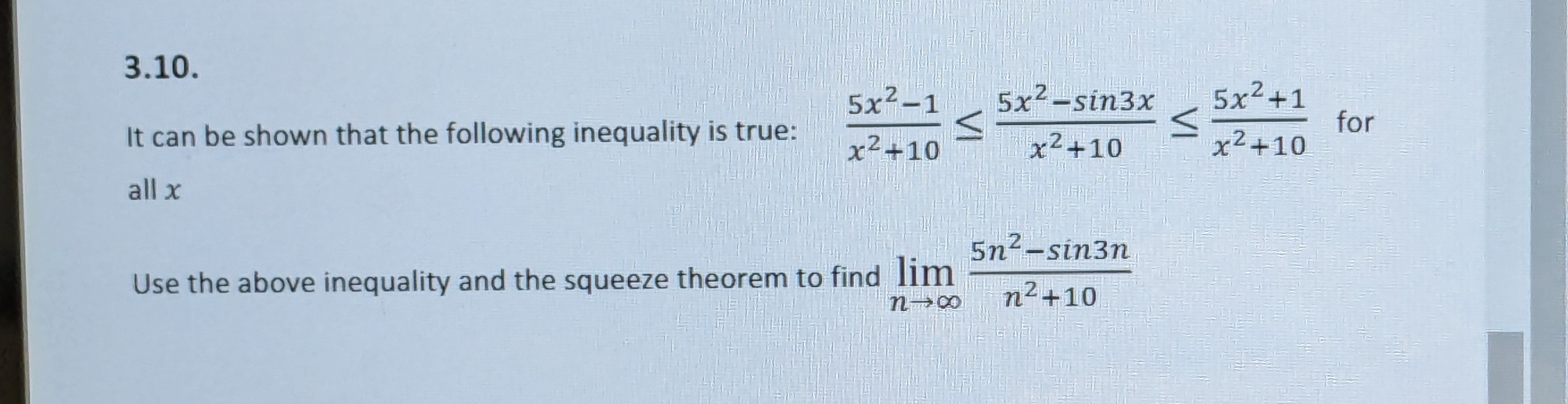 Solved 3.10.It can be shown that the following inequality is | Chegg.com