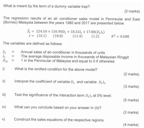 Solved What is meant by the term of a dummy variable trap? | Chegg.com