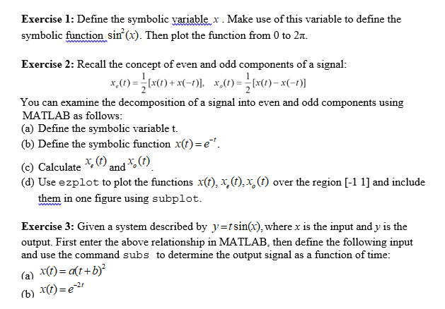 Solved Exercise 1 Define The Symbolic Variable X Make 0526