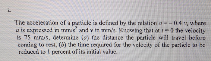 Solved The acceleration of a particle is defined by the | Chegg.com
