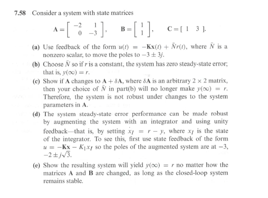 Solved 7.58 ﻿Consider a system with state | Chegg.com