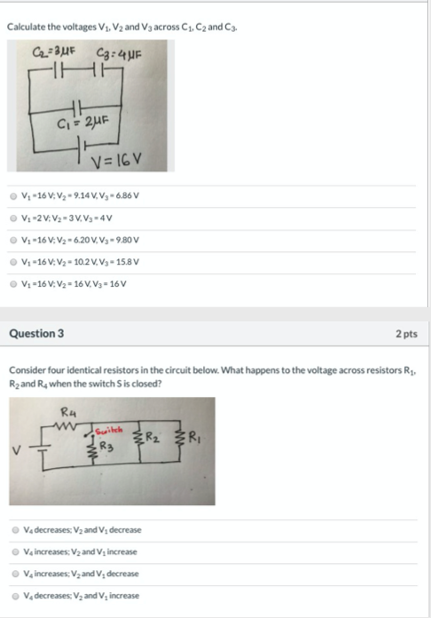 Solved Calculate the voltages V1, V2 and V3 across C1, C2 | Chegg.com