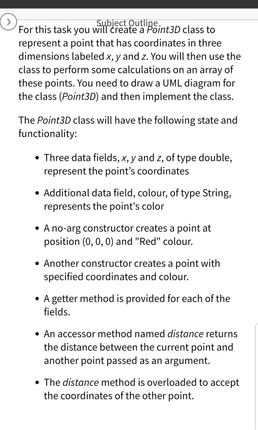 Solved For this task you will create a Point3D class to | Chegg.com