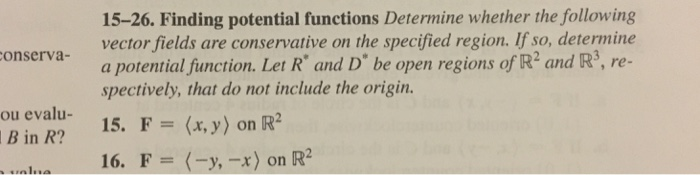 Solved 15-26. Finding potential functions Determine whether | Chegg.com
