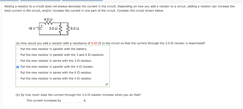 Solved Adding a resistor to a circuit does not always | Chegg.com