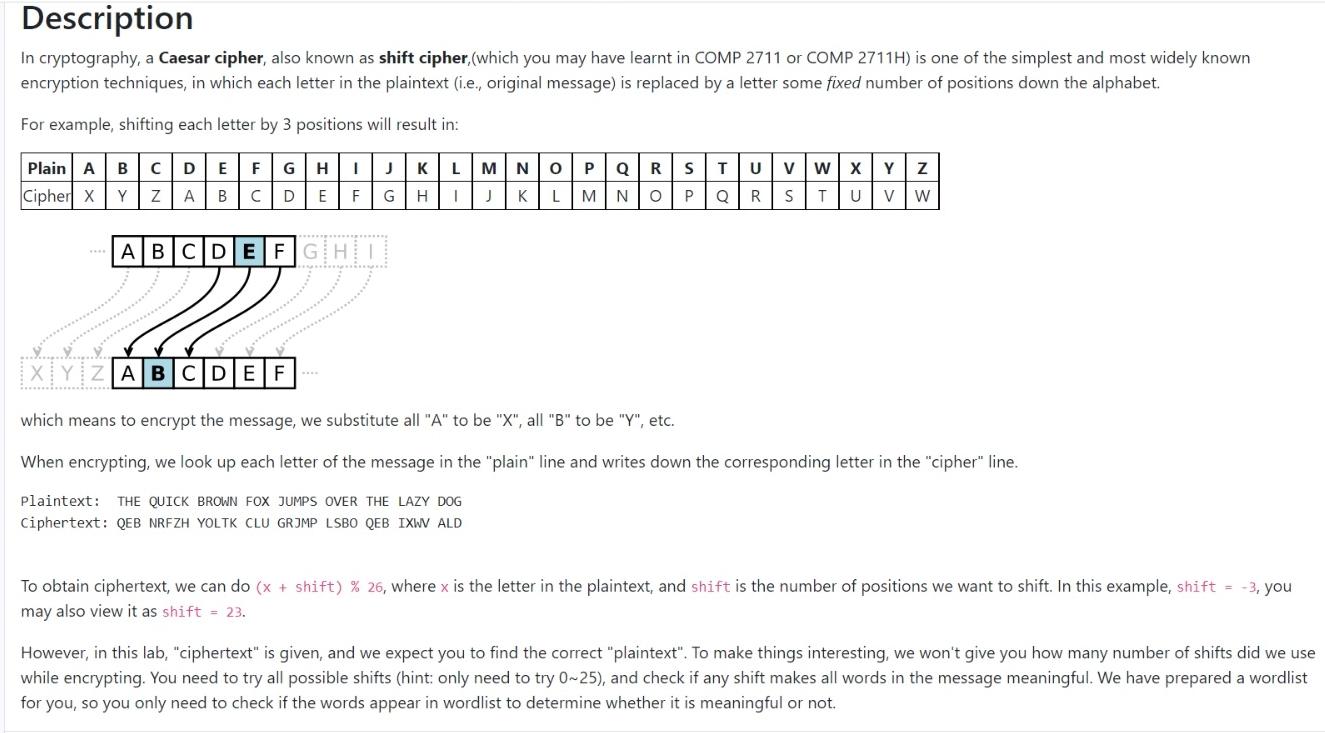 Description In cryptography, a Caesar cipher, also | Chegg.com
