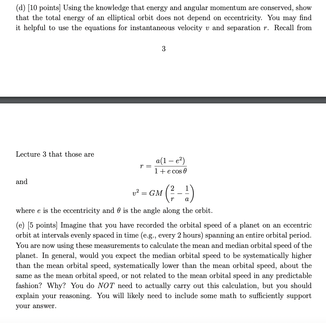 Solved (d) [10 points] Using the knowledge that energy and | Chegg.com