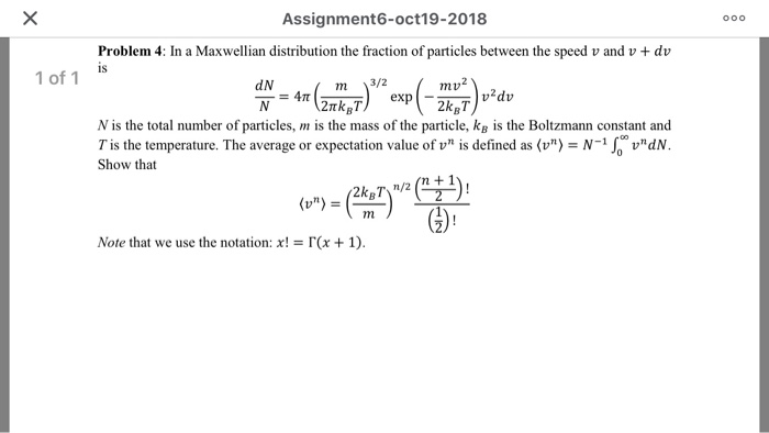 Solved Assignment6-oct19-2018 Problem 4: In a Maxwellian | Chegg.com