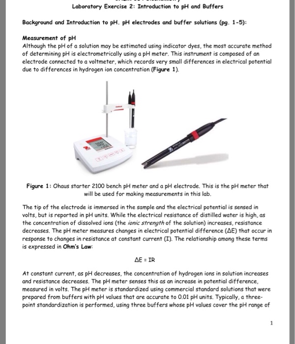 Solved Laboratory Exercise 2: Introduction to pH and Buffers | Chegg.com