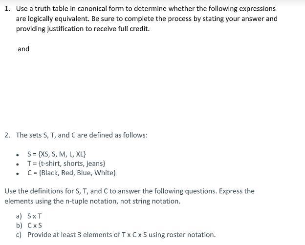 1. Use a truth table in canonical form to determine | Chegg.com