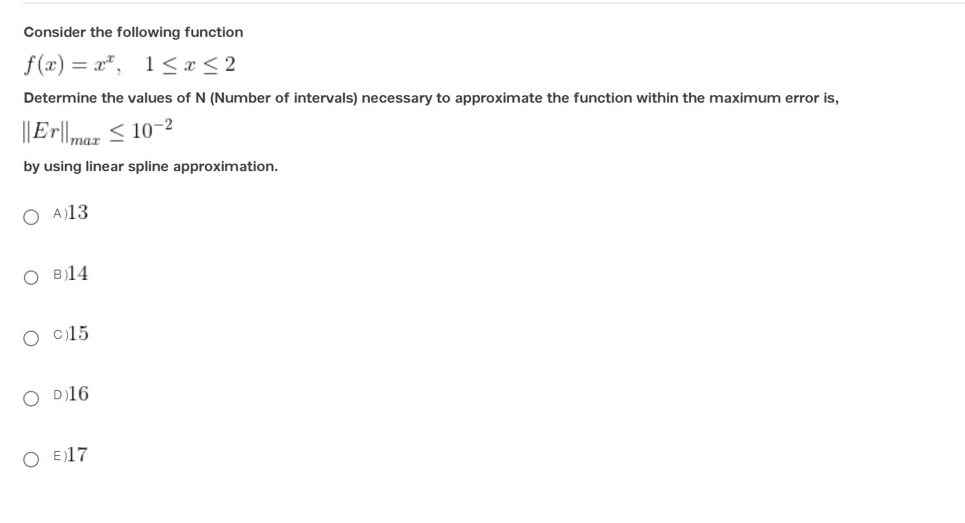 Solved Consider the following function f(x)=xx,1≤x≤2 | Chegg.com
