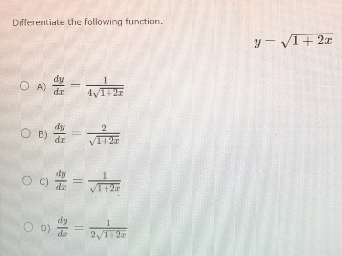 Solved Differentiate The Following Function Y Squareroot