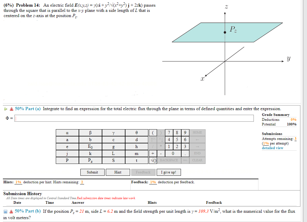 Solved (6\%) Problem 14: An electric field \( | Chegg.com