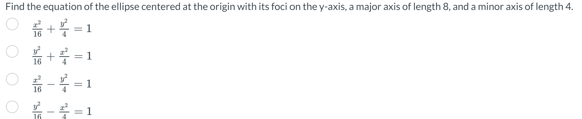 Solved Find the equation of the ellipse centered at the | Chegg.com