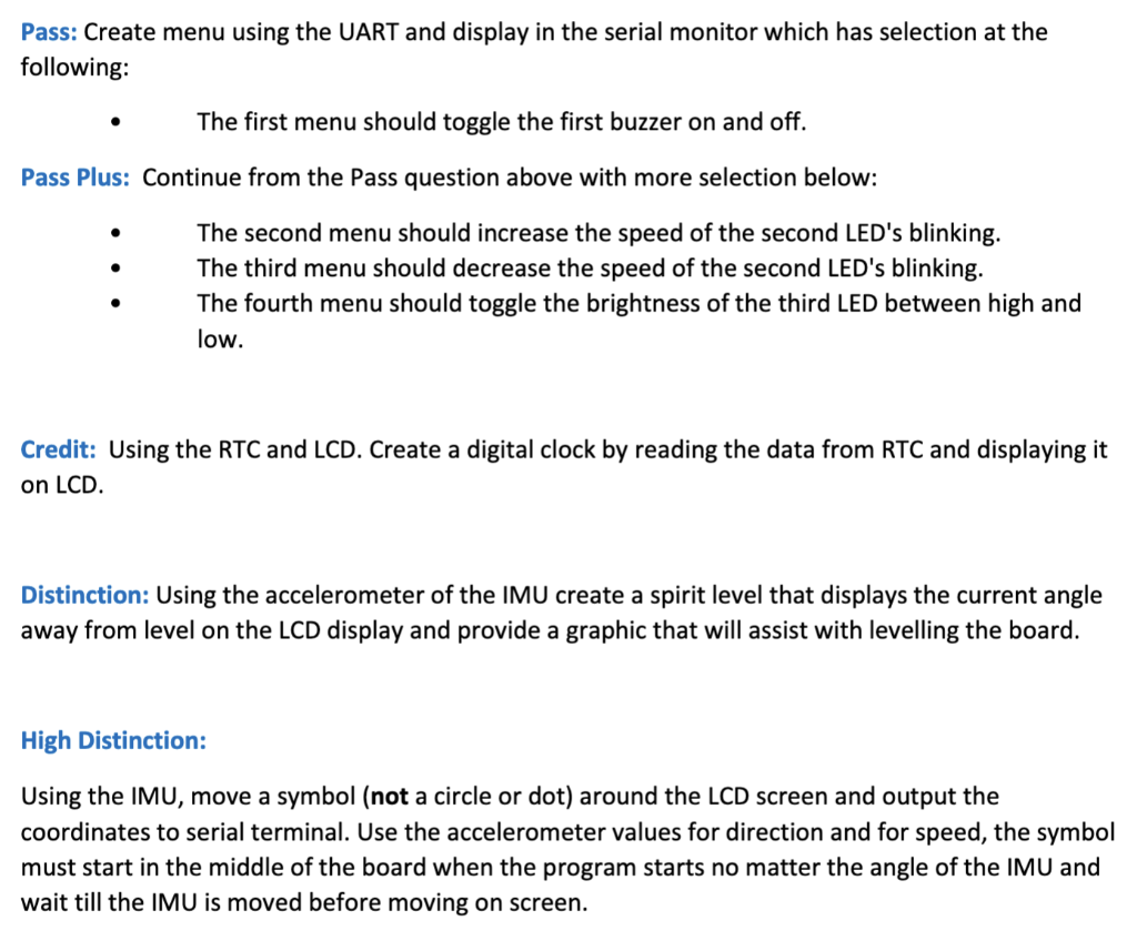 Solved Pass: Create menu using the UART and display in the | Chegg.com