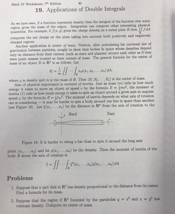 Solved Math 53 Worksheets, 7th Edition 40 19. Applications | Chegg.com