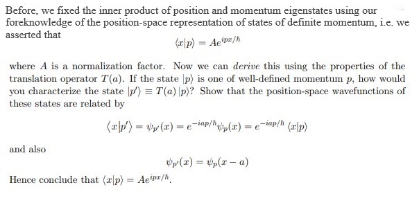 Solved Before, we fixed the inner product of position and | Chegg.com