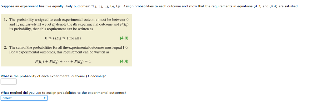 Solved Suppose an experiment has five equally likely | Chegg.com
