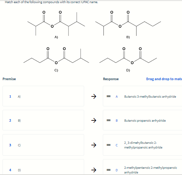 Solved Match each of the following compounds with its | Chegg.com