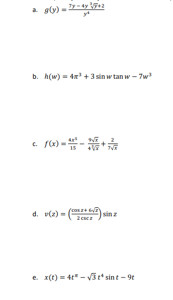 Solved Differentiate the problems and show all steps when | Chegg.com