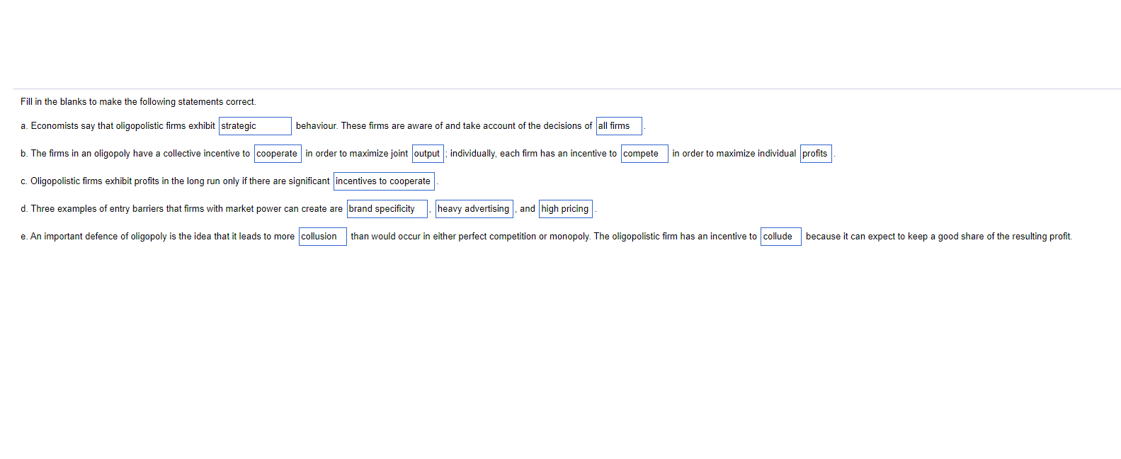 Solved Fill in the blanks to make the following statements | Chegg.com