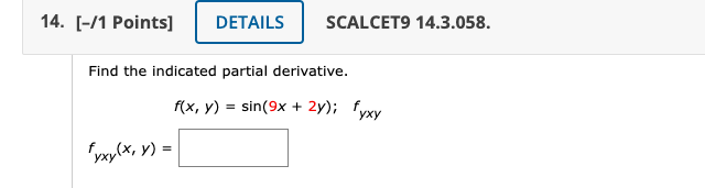 Solved Find the indicated partial derivative. | Chegg.com