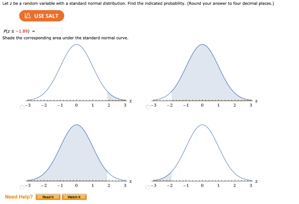 Solved Sketch the area under the standard normal curve over | Chegg.com