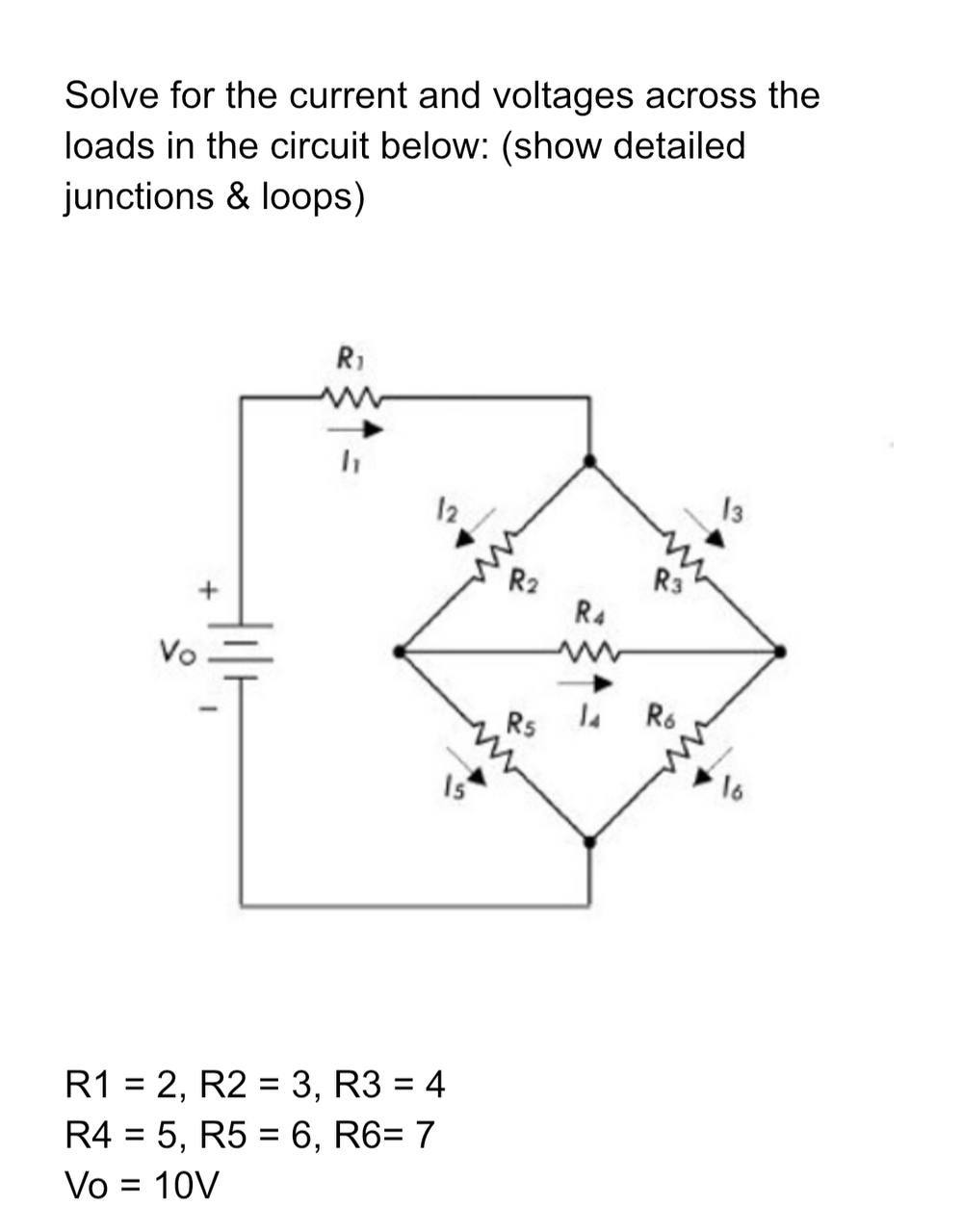 Solved Solve for the current and voltages across the loads | Chegg.com