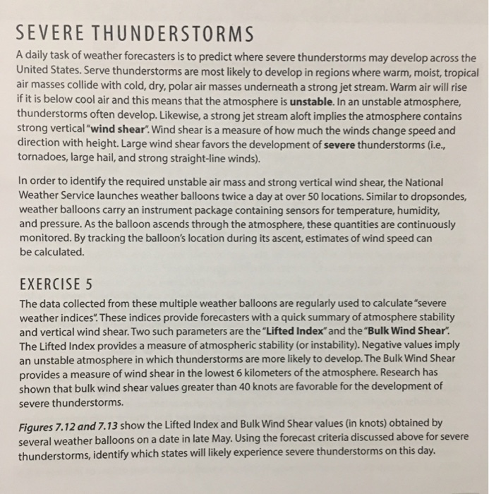 Solved SEVERE THUNDERSTORMS A daily task of weather | Chegg.com