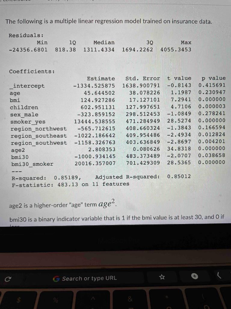 Solved The following is a multiple linear regression model | Chegg.com