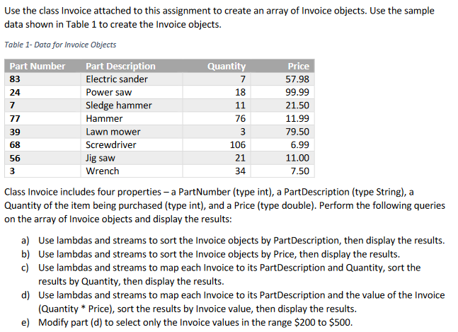 Solved Use the class Invoice attached to this assignment to | Chegg.com
