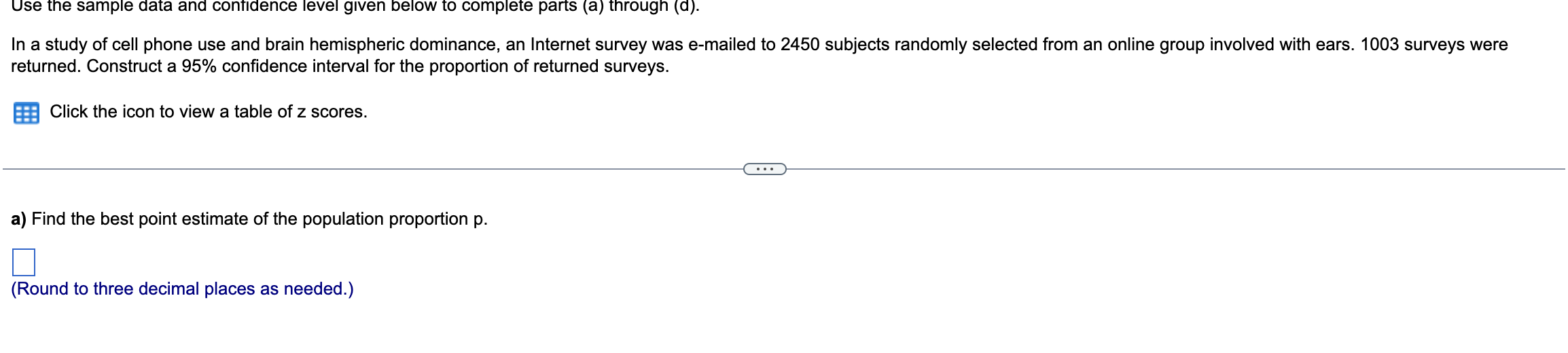 Solved In a study of cell phone use and brain hemispheric | Chegg.com