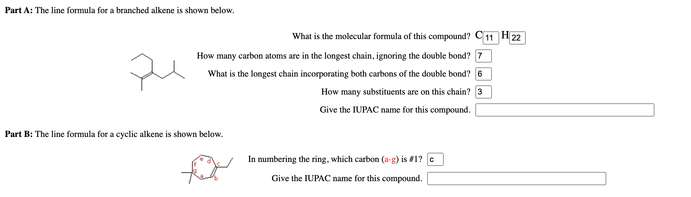 Solved Part A The Line Formula For A Branched Alkene Is Chegg