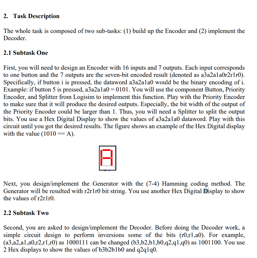 Solved Hamming Code 1. Objectives The objective of this | Chegg.com