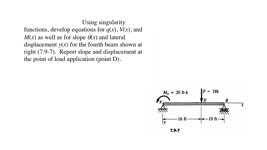 Solved Using Singularity Functions Develop Equations For 