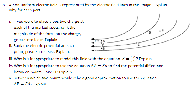 Solved 8. A non-uniform electric field is represented by the | Chegg.com
