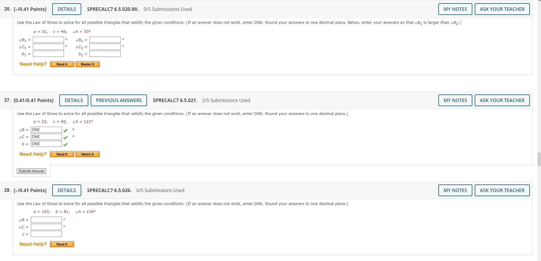 Solved ∠B1=∠C1=b1=a=31,c=46,∘∘b2=∠A=33∘∠B2=∠C2=1 [0.41/0.41 | Chegg.com