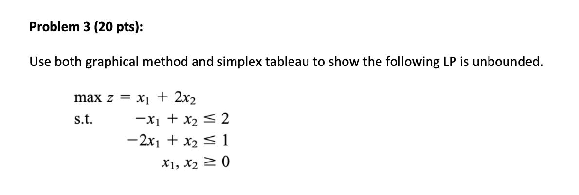 Solved Problem 3 (20 pts): Use both graphical method and | Chegg.com