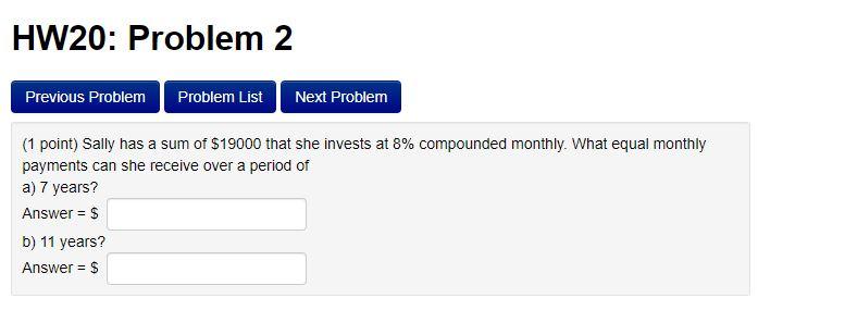 Solved HW20: Problem 2 Previous Problem Problem List Next | Chegg.com