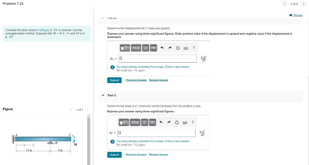 Solved Problem 7.23 3 of 5 > Review CIS Consider the beam | Chegg.com