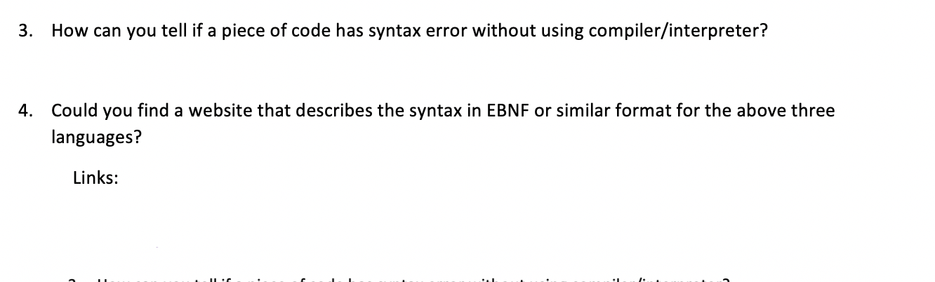 Solved How can you tell if a piece of code has syntax error | Chegg.com
