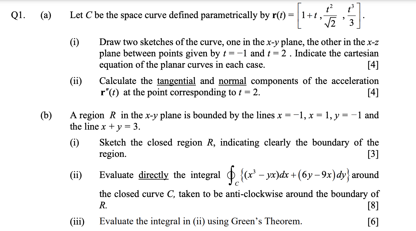 Solved Q1. (a) t2 Let C be the space curve defined | Chegg.com