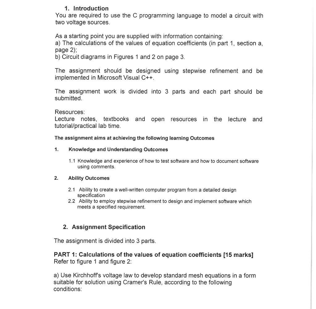 Solved 1. Introduction You are required to use the C | Chegg.com