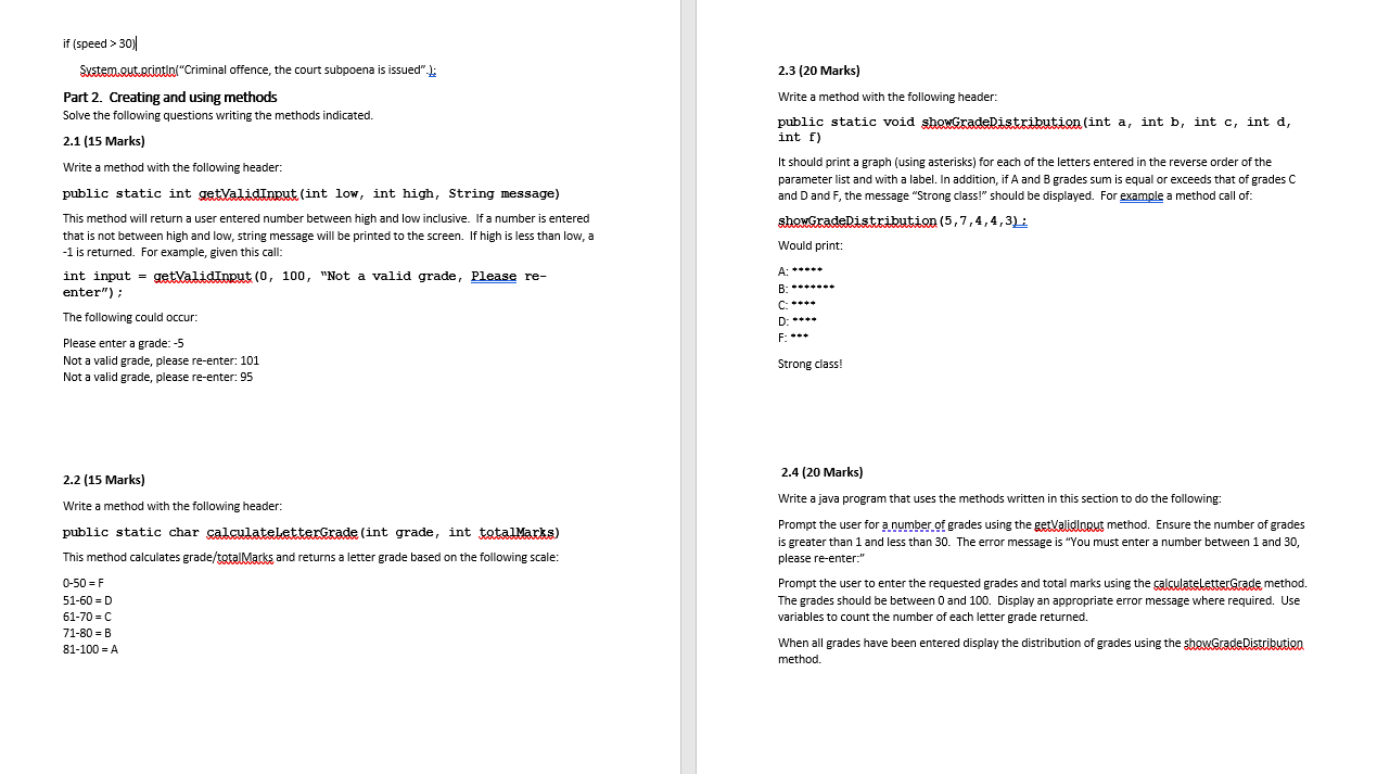 Solved if (speed > 30) System.out.println("Criminal offence, | Chegg.com