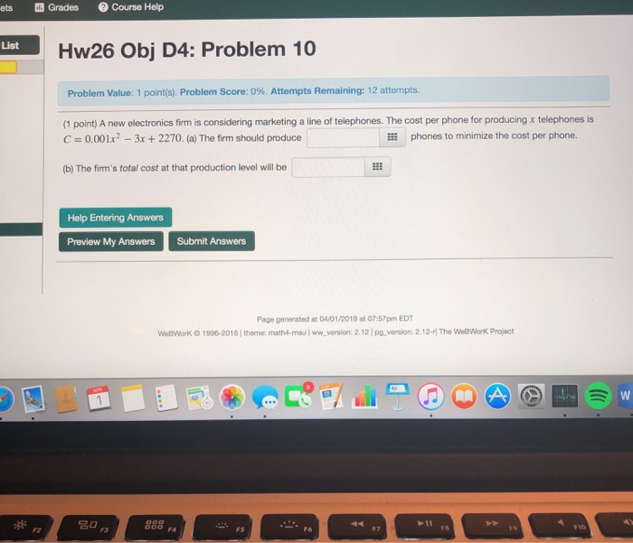 Solved ets Grades Course Help List Hw26 Obj D4: Problem 10 | Chegg.com