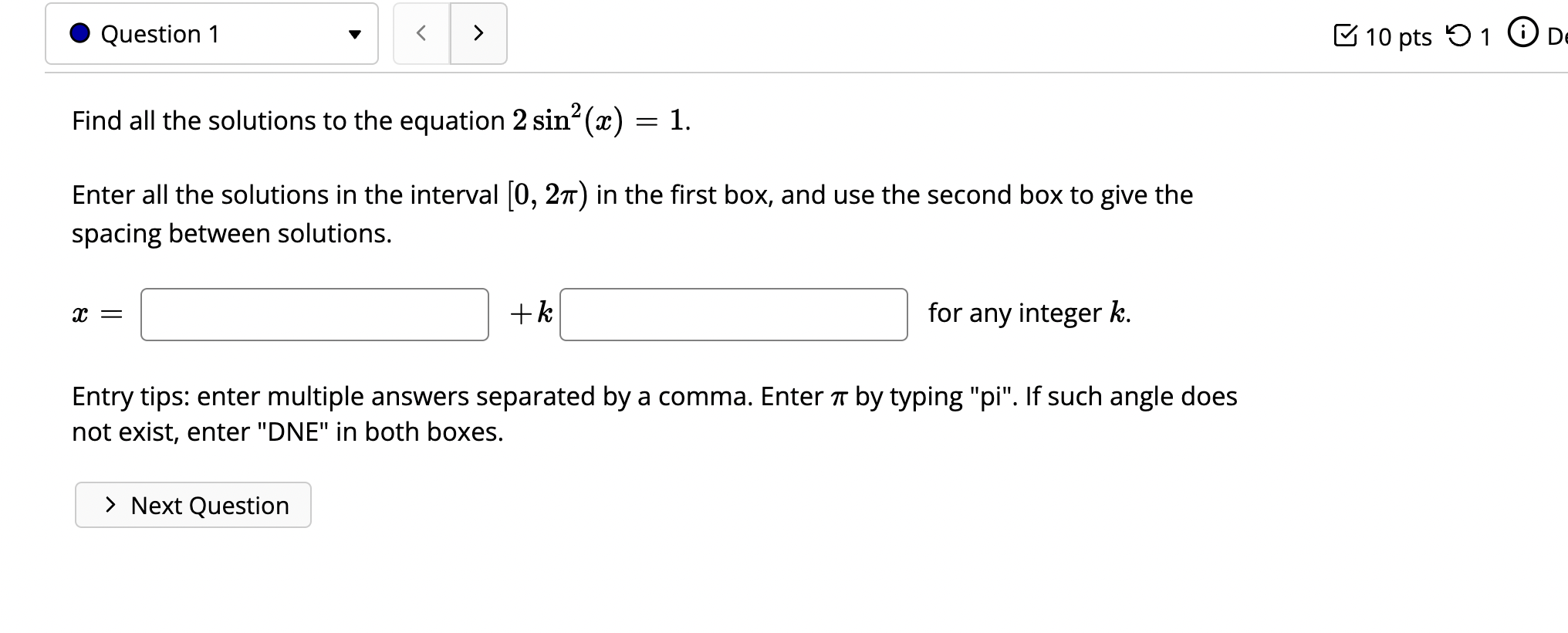 Solved Question 1 > Ø 10 pts 51 DE Find all the solutions to | Chegg.com