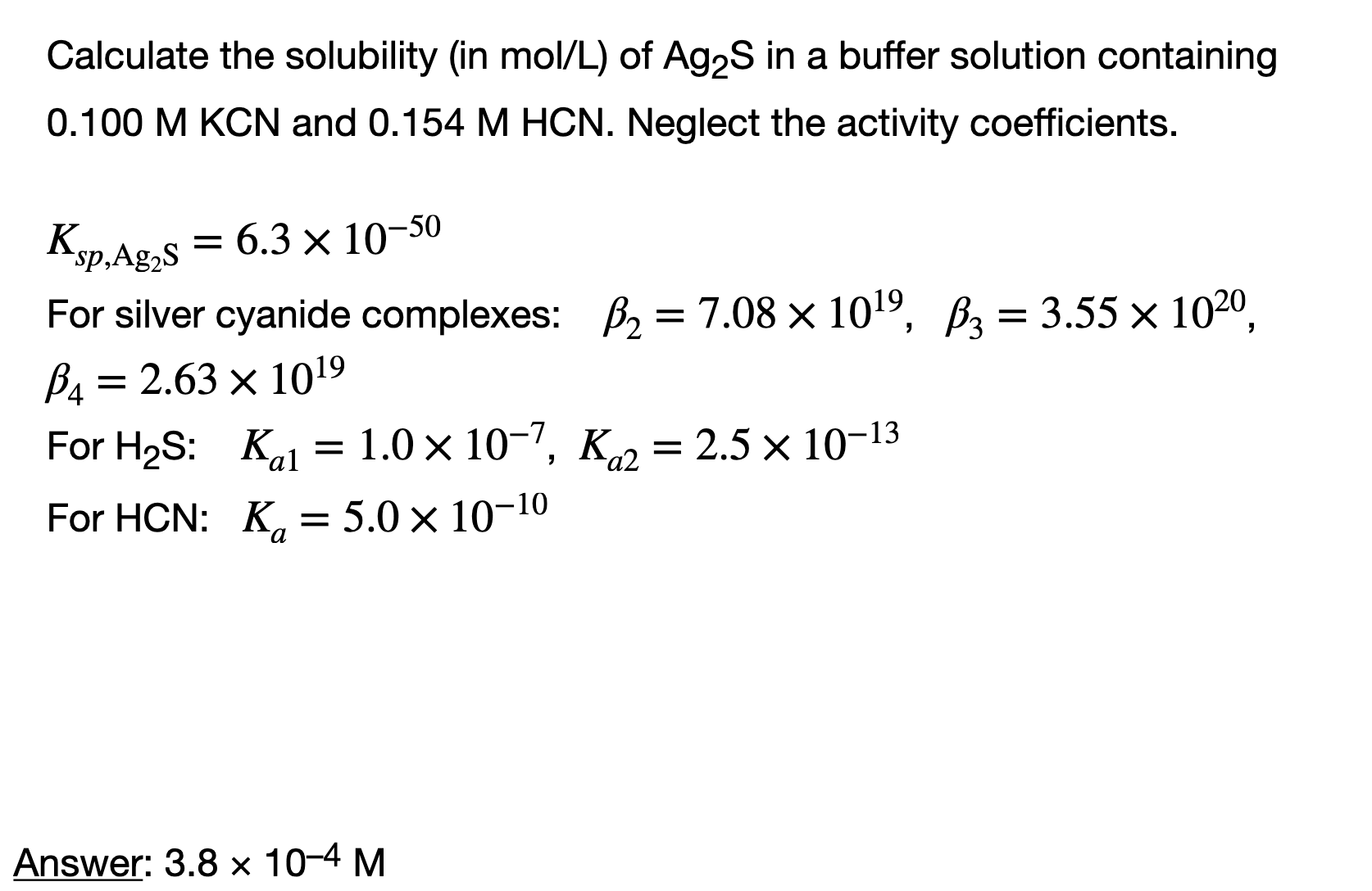 Solved Calculate the solubility (in molL ) ﻿of Ag2S ﻿in a | Chegg.com