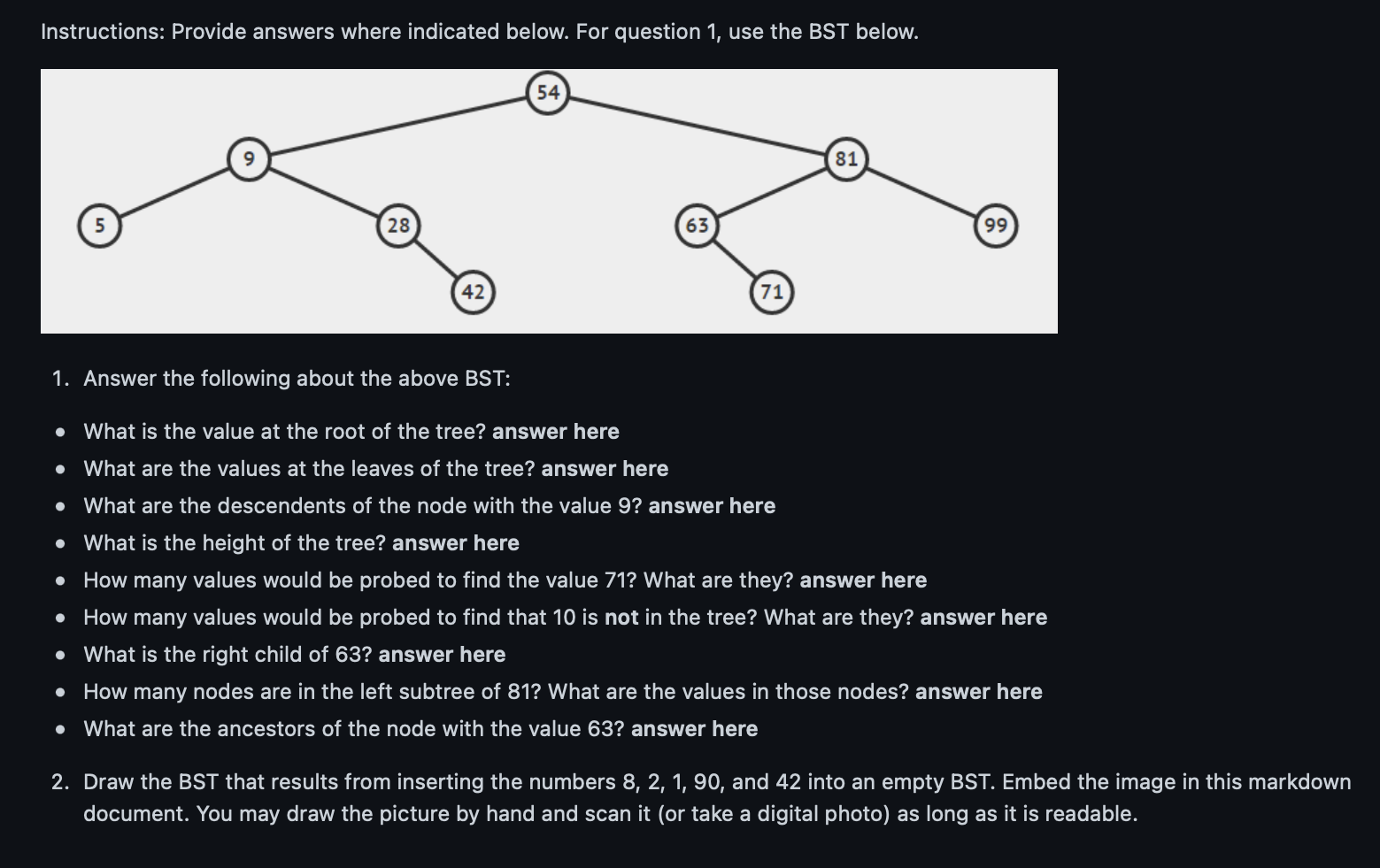 Solved Instructions: Provide answers where indicated below. | Chegg.com