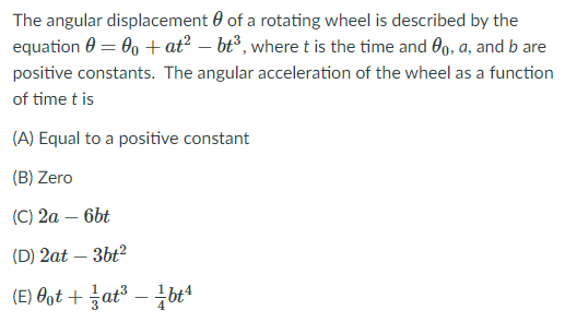 Solved The angular displacement 8 of a rotating wheel is | Chegg.com